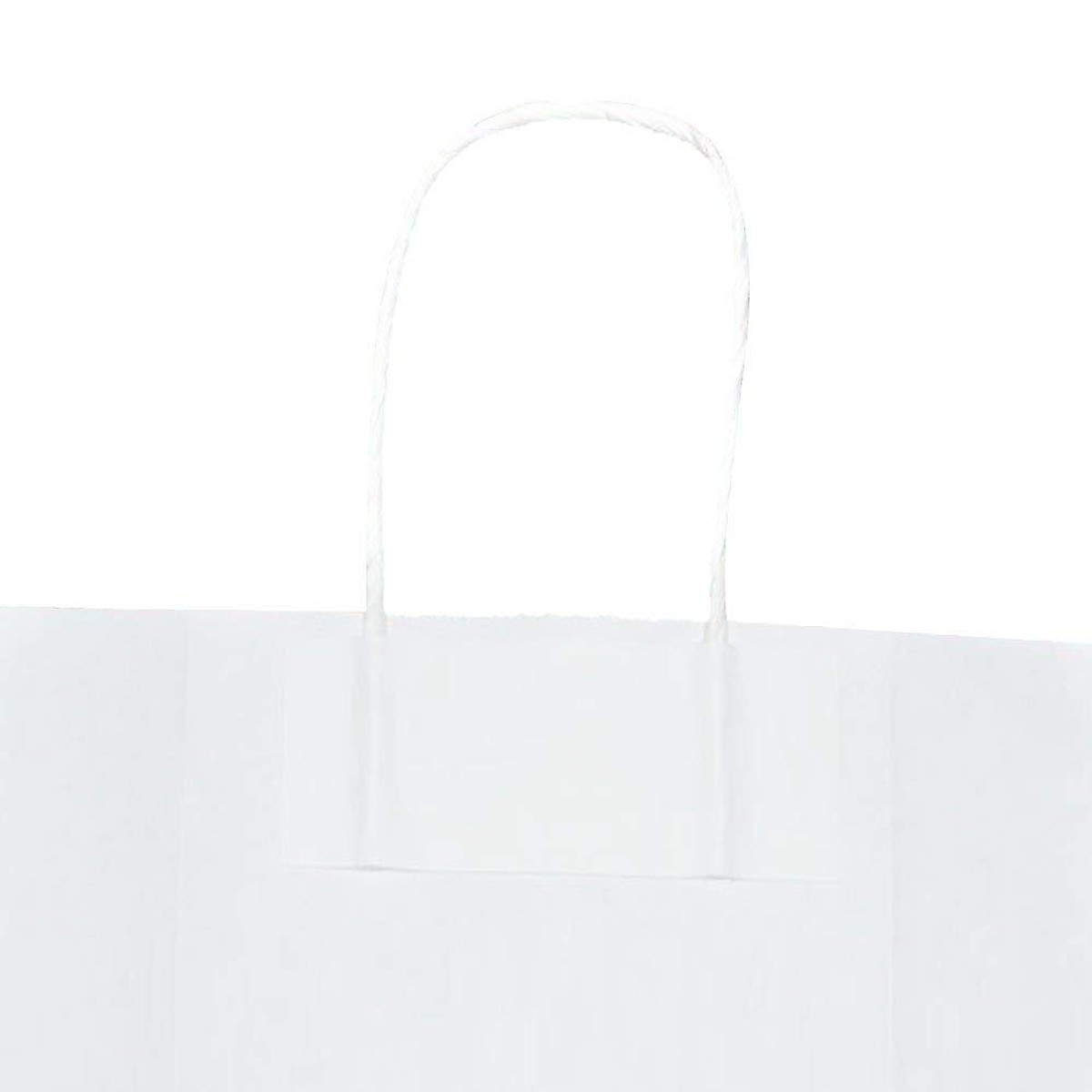 bagmad 50 Pack Sturdy Small White Gift Paper Bags with Handles Bulk, Kraft Bags 5.25x3.25x8 inch, Craft Grocery Shopping Retail Party Favors Wedding Bags Sacks (White, 50pcs)