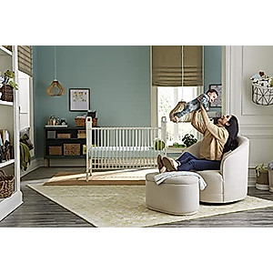 The Swivel by Nurture& | Premium Glider Swivel Chair for Nursery or Living Room with Built-in USB Charger and Stain-Resistant Performance Fabric (Ivory)