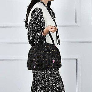 Cat Lunch Bag for Women Cute Reusable Tote Bag Cooler Black Insulated Lunch Box for School Office Picnic Kids Adults Children