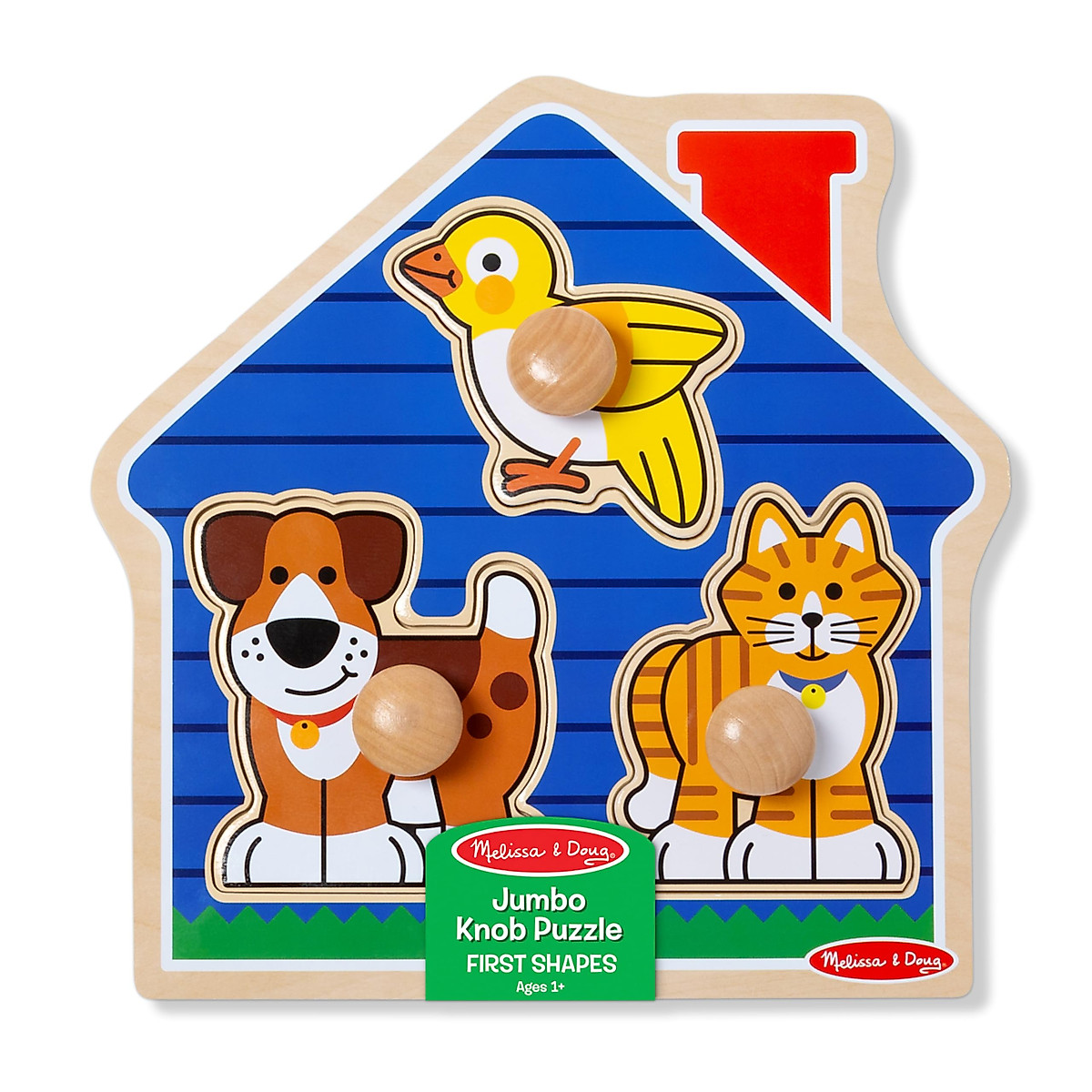 Melissa & Doug Pets Jumbo Peg Wooden Puzzle; Animal Puzzles, Peg Puzzles for Toddlers Ages 1+