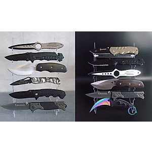 2 Sets Six Layers Heavy Duty acrylic Knife Display Stands,Pocket Knives Cabinet Holder,Hunting Survival Knife Rack