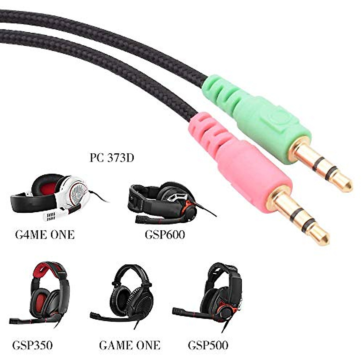 BUTIAO G4ME Cable Replacement Nylon Braided Audio Headphone Cord for Sennheiser G4ME ONE/Game Zero PC373D PC37X GSP350/ 500/600 Headphones (PC Cable)