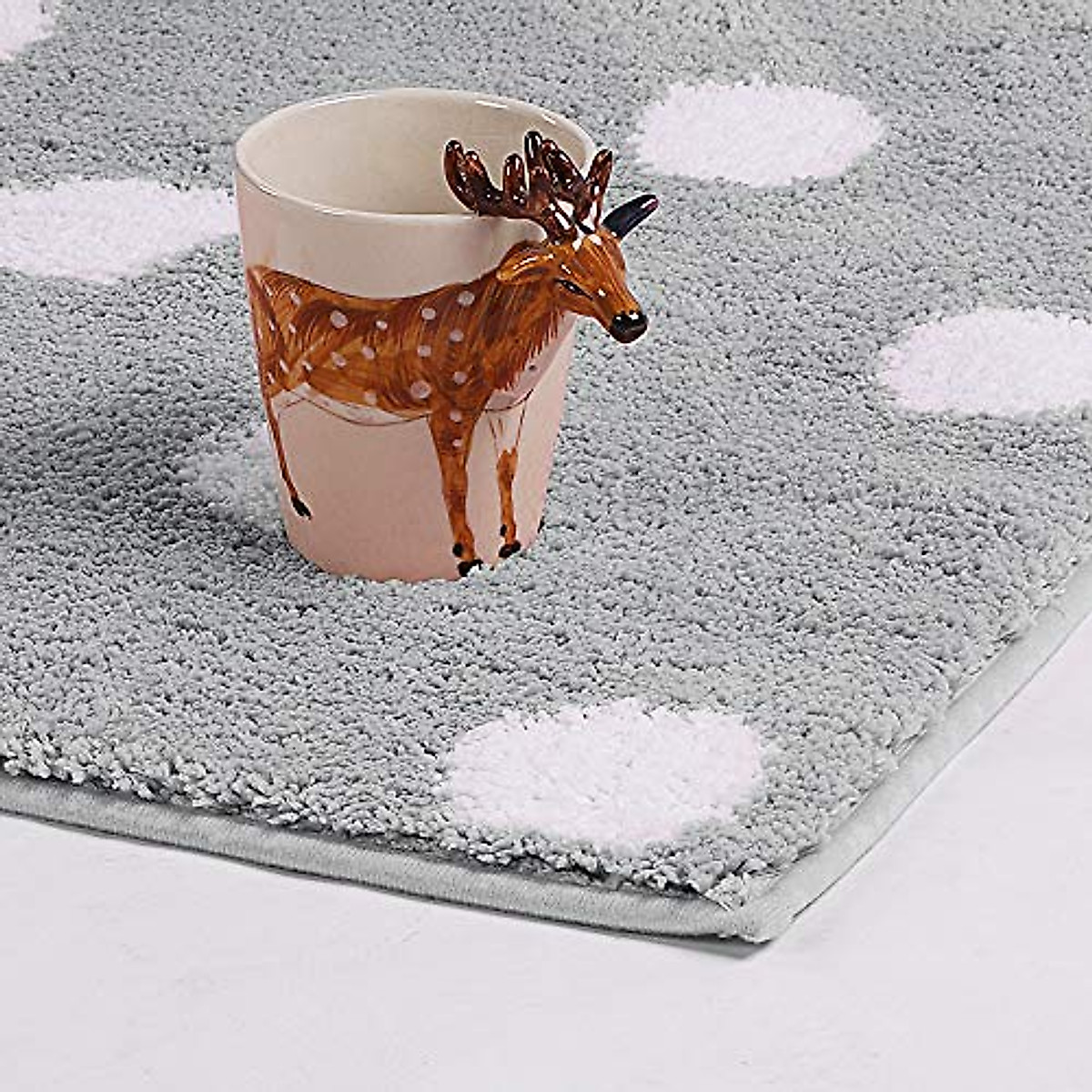 LIVEBOX Polka Dots Area Rugs, 3’x 5’ Kids Play Mat Soft Plush Baby Crawling Mat Non-Slip Throw Carpet for Teen Girl Living Room Bedroom Playroom Nursery Decor Best Shower Gift (Gray)