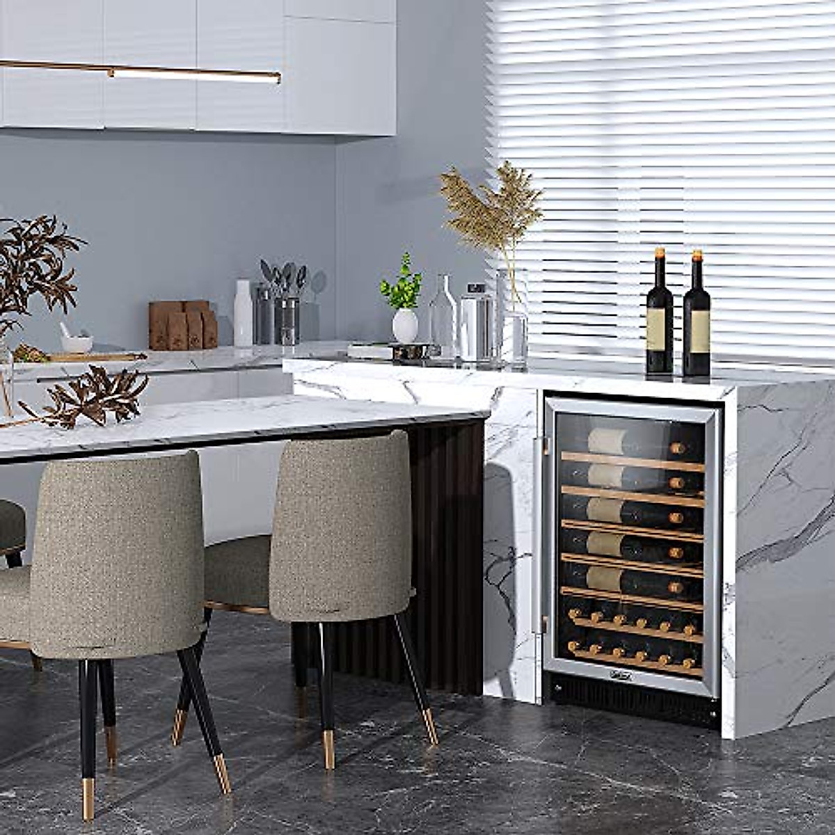 Galanz GLW57MS2B16 47 Bottle Built in Wine Refrigerator, Digital Temperature Control, White LED Interior Lighting, 5.7 Cu. Ft., Stainless Steel