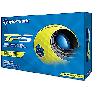 TaylorMade Unisex's TP5 Yellow Golf Balls, One Size