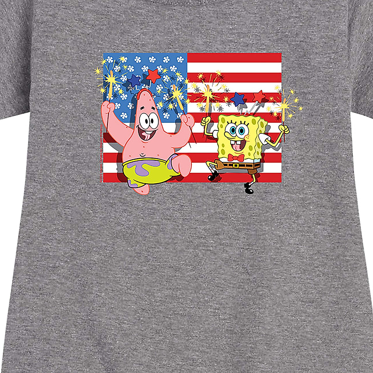 HYBRID APPAREL - Spongebob Squarepants - Patrick Sparkers Flag - Toddler & Youth Girls Fleece Dress - Size 2T Heather Grey