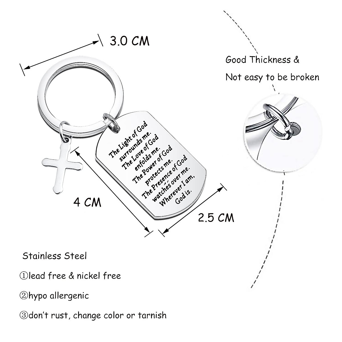 Gzrlyf Christian Gifts Prayer for Protection Key Rings Religious Gifts for Christian Pastor Gifts (Prayer for Protection Keychain)