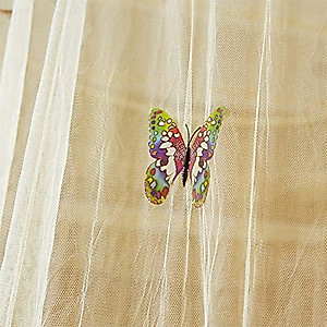 Princess Lace Style Mosquito Net, Foldable Round Bed Canopy, Bed Canopy, for Children Girls Baby Kids(Beige)