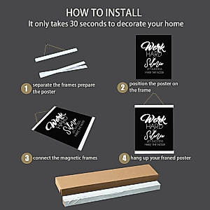 YK Artwood Picture Frame, 16 inch White Magnetic Poster Hanger, 3 Pack, for Wall Art Pictures Photos Prints Maps, Damage Free, Wide Compatibility, Wood Grain Finish