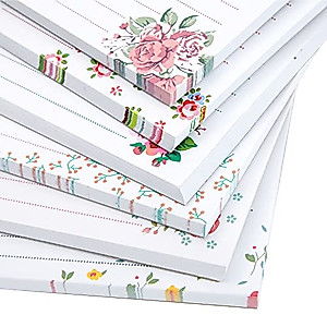 Juvale 6 Pack Floral Magnetic Notepads for Refrigerator, Grocery List, To Do List, with Ribbon Bows, 60 Sheets Each (4 x 8 In)