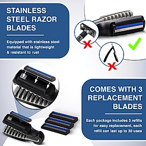 NeatNeck Precision Neck Shaver for Men - Compact & Comfortable Grip with 3 Disposables Razor Blades - Smooth Shave for Harry Necks - Portable Design, Up to 30 Uses - Perfect for Sensitive Skin