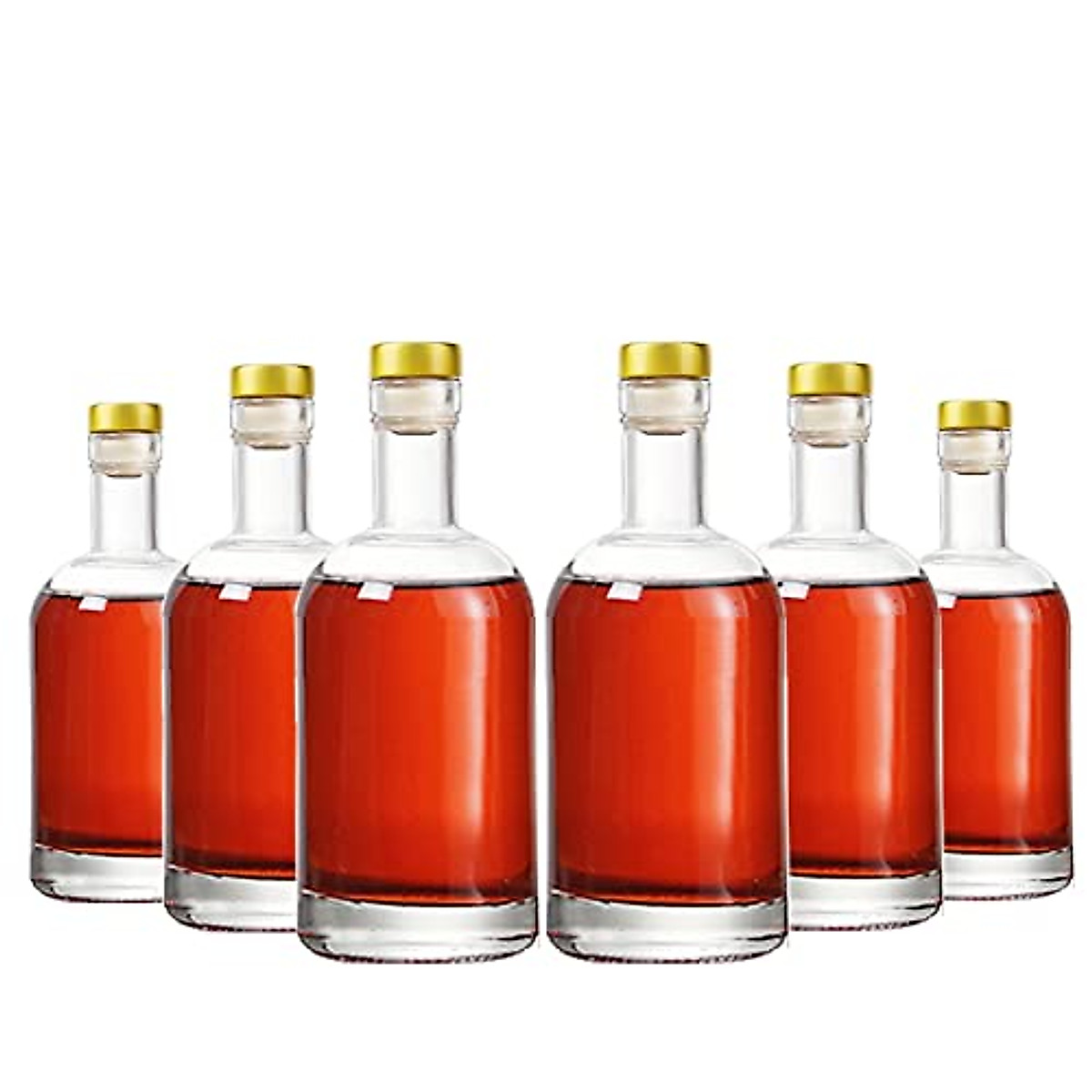 Kaachli Clear Glass Bottles 12 oz - 375ml [Pack of 6] for Wine Beverages Drinks Oil Vinegar Kombucha Beer Water Soda with Cork Stopper Airtight Lid