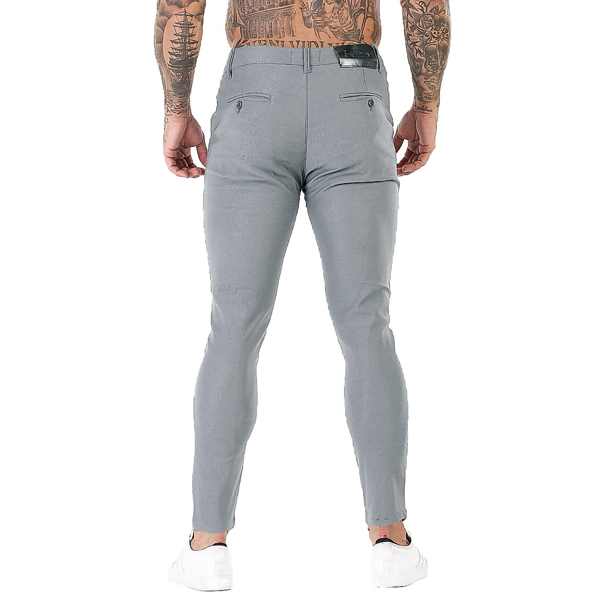 GINGTTO Grey Dress Pants for Men,Chinos Pants Men Slim Fit Stretch Size 32