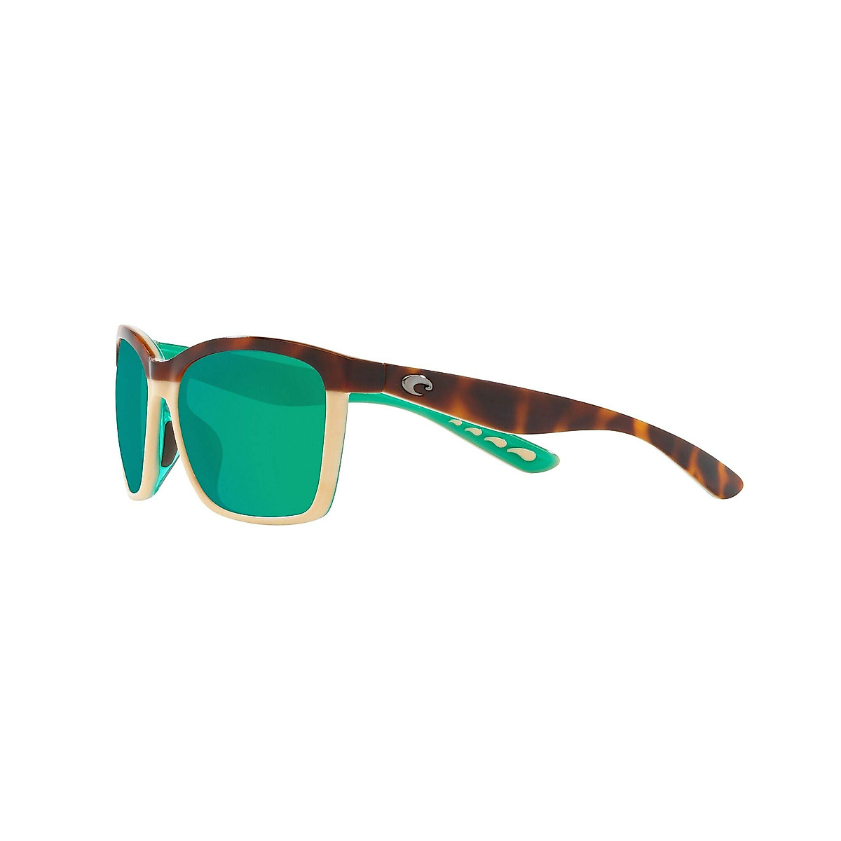 Costa Del Mar Womens Anaa Rectangular Sunglasses, Retro Tortoise/Cream/Mint/Green Mirrored Polarized-580P, 55 mm