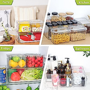 Moretoes Fridge Organizer, 5pcs, Clear Refrigerator Organizer with Lid, Bins Set, Stackable, BPA-Free, Fruit Storage Containers, Plastic Pantry Organizer and Storage