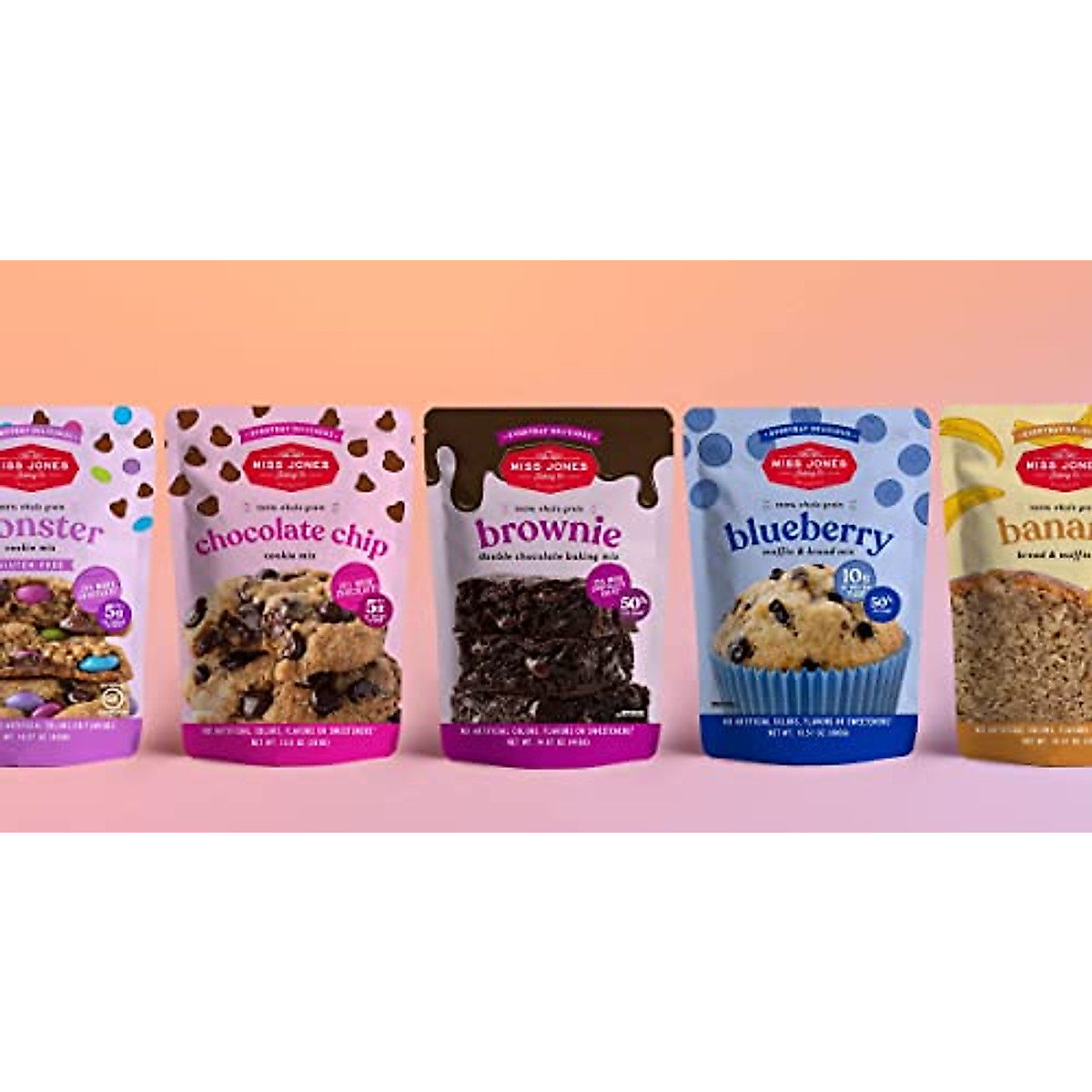 Miss Jones Baking Banana Bread & Muffin Mix - Whole Grains, 50% Lower Sugar, Real Banana, Naturally Sweetened Desserts & Treats (Pack of 1)