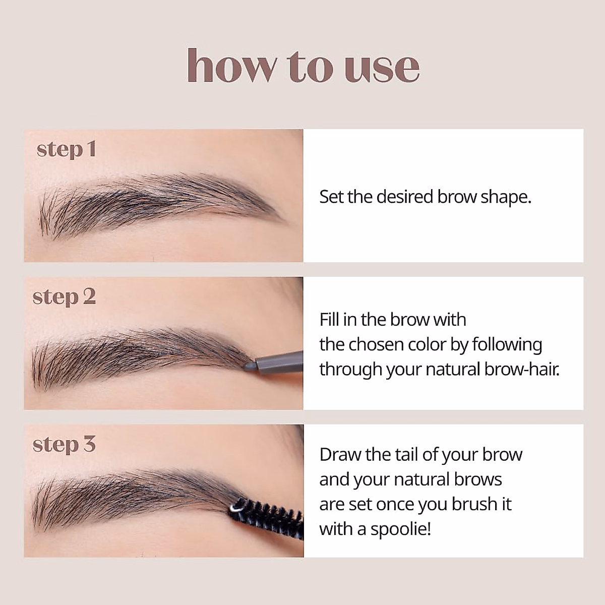 ETUDE Bare Edge Brow Pencil 03 Grey Brown | A hexagon-shaped slim brush that delicately coats every strand of eyelashes | Brow Mascara | Zero Clump & No Bushy Brows