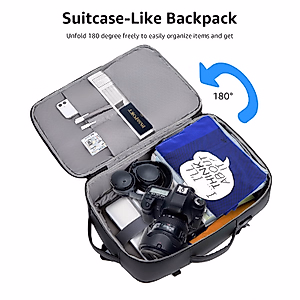 Refutuna Carry On Backpak, 40L Flight Approved Luggage Backpack for Men Women, Expandable Water Resistant Travel Backpack Fits 17.3 Inch Laptop(Black)