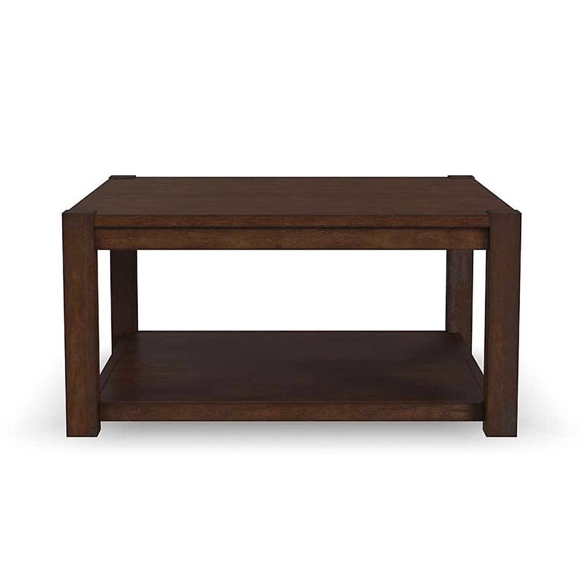BOWERY HILL Transitional Brown Rustic Square Coffee Table with Casters