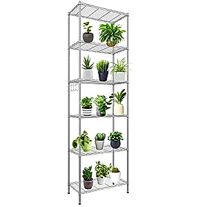 Himimi 6-Tier Wire Shelving Unit, Free Standing Shelf, Metal Storage Shelves, Heavy Duty Organizer Rack for Garage, Kitchen, Living Room, Bathroom, 21.26L x 11.42W x 62.99H, Silver