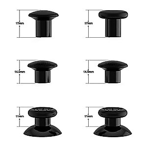 eXtremeRate ThumbsGear Interchangeable Ergonomic Thumbstick for PS5 Controller, for PS4 All Model Controller - 3 Height Domed and Concave Grips Adjustable Joystick - Black