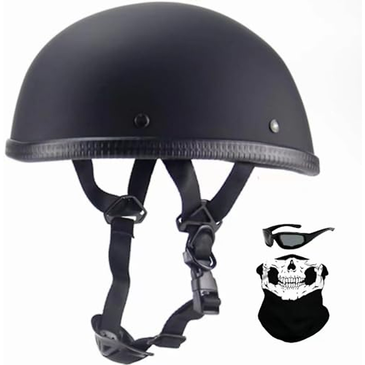 German Style Motorcycle Helmet,Adult Half Helmet Open Face DOT Approved , Retro Half Face Helmet for Cruiser Scooter Chopper (Matte Black,Small)