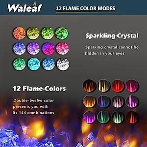 Waleaf 50 inch Ultra-Thin Electric Fireplace Wall Mounted/Recessed，Fireplace Heater with Multicolor Flame，Timer Low Noise 750/1500W，with Remote Control Touch Screen