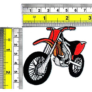 PARITA Set 3 Pcs. Motorcycle Motocross Racing Dirt Bike Off-Road Embroidery Patch Cartoon Kids Children Sign Symbol Logo T-Shirt Costume DIY Applique Embroidered Sew Iron on Patch (06)