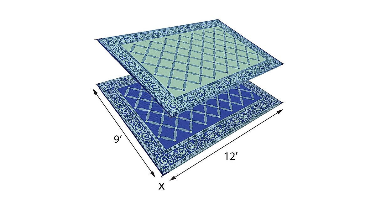 Stylish Camping 9x12 Reversible Outdoor Mat Blue/Green