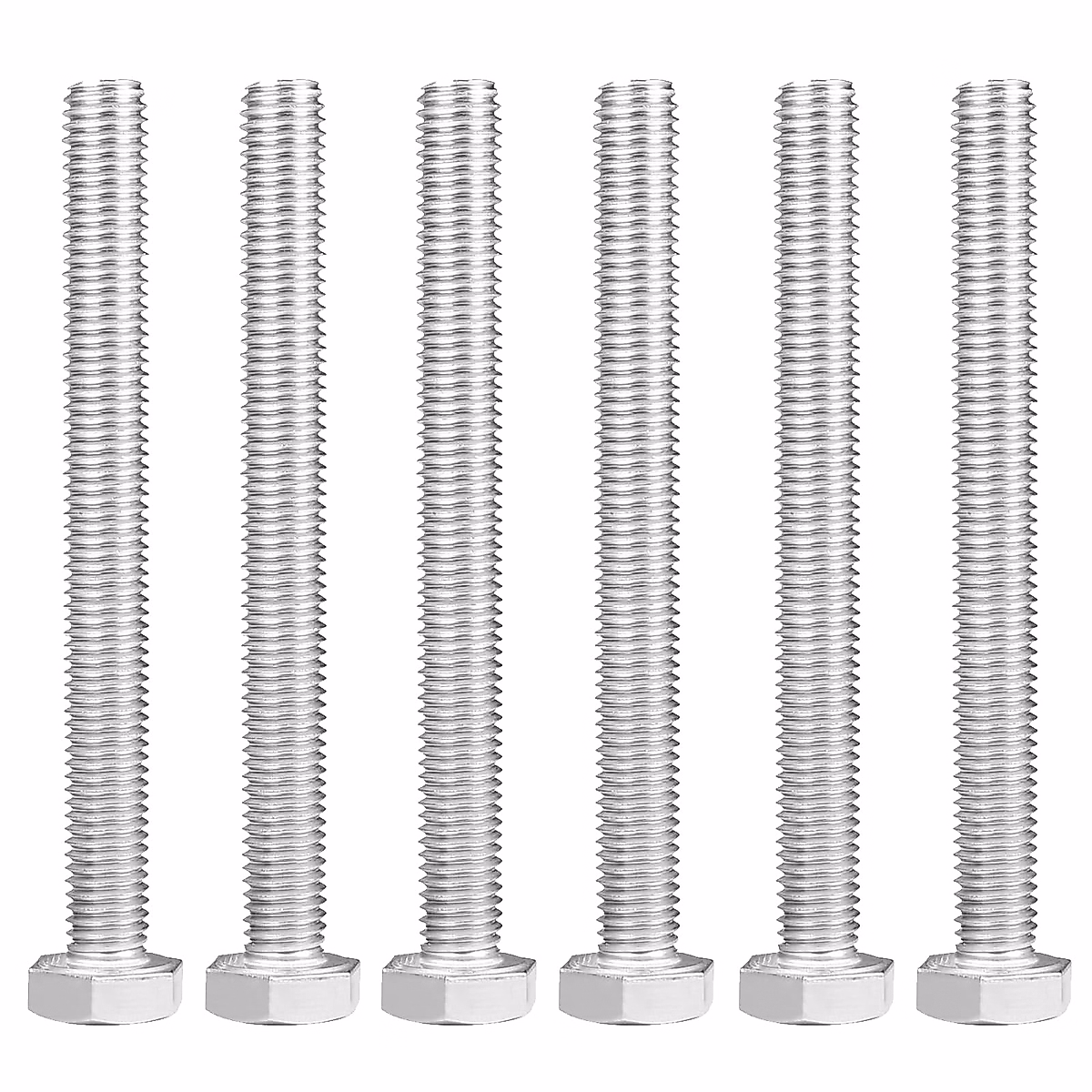 MroMax 6Pcs M10 x 100mm Hex Head Screws Bolts, 304 Stainless Steel 18-8, Fully Threaded, External Hex Drive, for Mounting Chair, Handles, Rail, Pump, Wheels, Antenna Parts, Boat and Plastic Bumpers