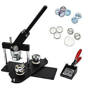 ChiButtons (KIT) 37mm (1.5") Pro Badge Machine Button Maker-B400 + Mould + 200 Parts + Handling Cutter Metric System (Black-new)