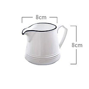 FUYU Simple White Ceramic Creamer with Handle, Coffee Milk Creamer Pitcher