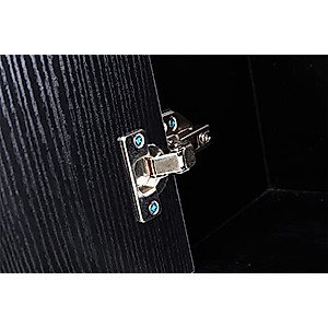 Freestanding Over-the-toilet Storage Cabinet Tall Bathroom Organization w/Open Shelves & 2-Door for WC, Wood Floor Standing Cabinet Narrow Tower Cabinet Organizer w/Round Knobs for Home Office (Black)