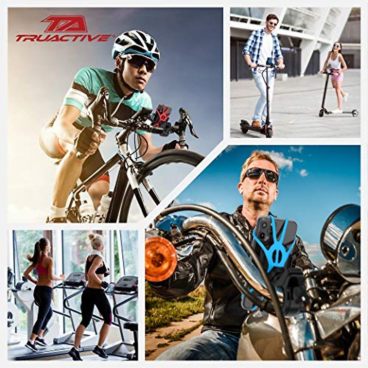 TruActive [𝗣𝗿𝗲𝗺𝗶𝘂𝗺] Bike Phone Mount Holder, Motorcycle Phone Mount, 6 Color Bands Included, Cell Phone Holder for Bike – Universal Any Phone or Handlebar, Bike Phone Holder, ATV, Tool Free