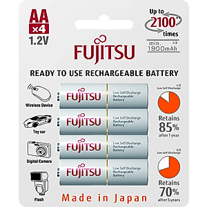 Ansmann 1001-0011-US-590-10 Powerline 4 Light AA/AAA Smart Battery Charger + USB-Port LCD-Display + 4X Fujitsu AA Batteries