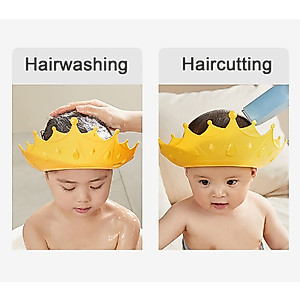 Baby Shower Cap Crown, Hair Washing Hat for Toddlers, Shower Face Shields, Bath Visor for Toddlers, Make Hair Washing So Much Easier & Less Stressful, Yellow
