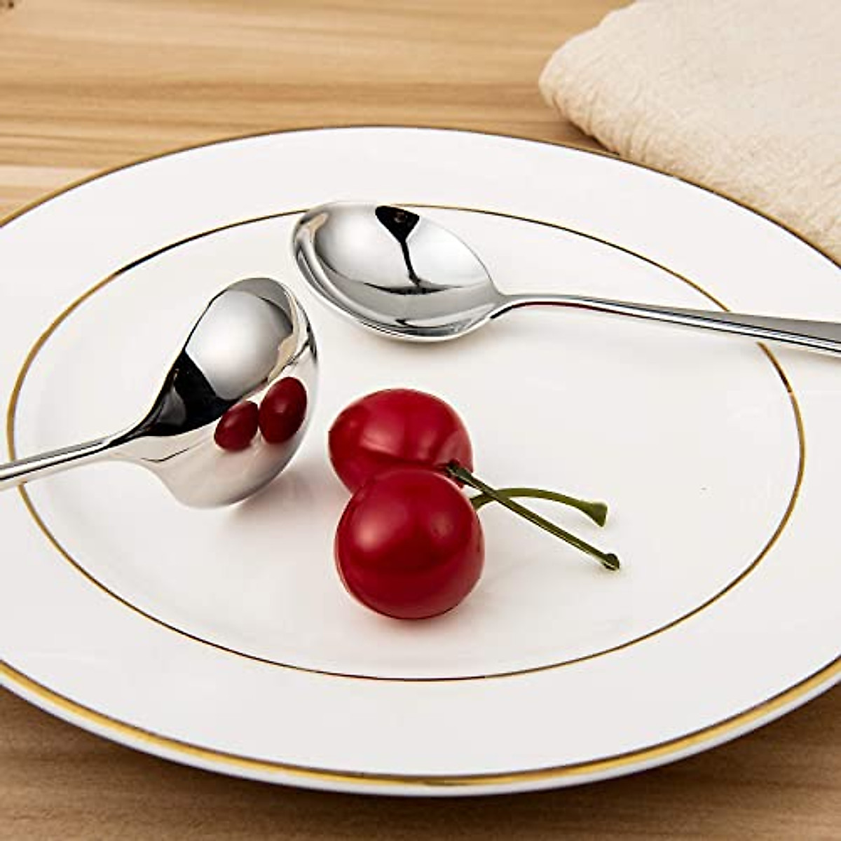 IMEEA Roud Soup Spoons SUS304 Stainless Steel Small Soup Spoons 6-Inch, Set of 4