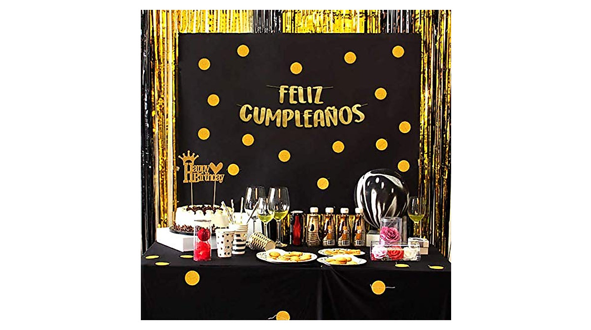 Feliz Cumpleaños Gold Glitter Banner - Fiesta Decor for Spanish Parties