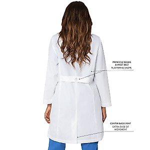 Landau Relaxed Fit 3-Pocket 4-Button Full-Length Lab Coat for Women 3155, White, 6