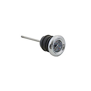 Chrome Shorty Style Oil Tank Dipstick with Oil Temperature Gauge - Black Gauge Face - Fits 1979-2003 Harley Sportster XL and 1984-1999 Harley Softail Models - Replaces HD Part# 62668-87T (40-0361)