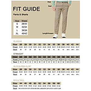 Mens Classic Fit Khaki Casual Chino Pants Whit Hidden Comfort Waistband(WKQ32L42)