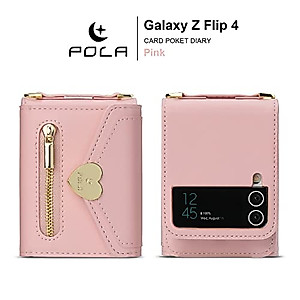 phone protective flip case Compatible with Samsung Galaxy Z Flip 4 5G Case with Card Holder and PU Leather Wallet Case Compatible with Women Girls 360 Shockproof Full Body Protection Bumper Shockproof