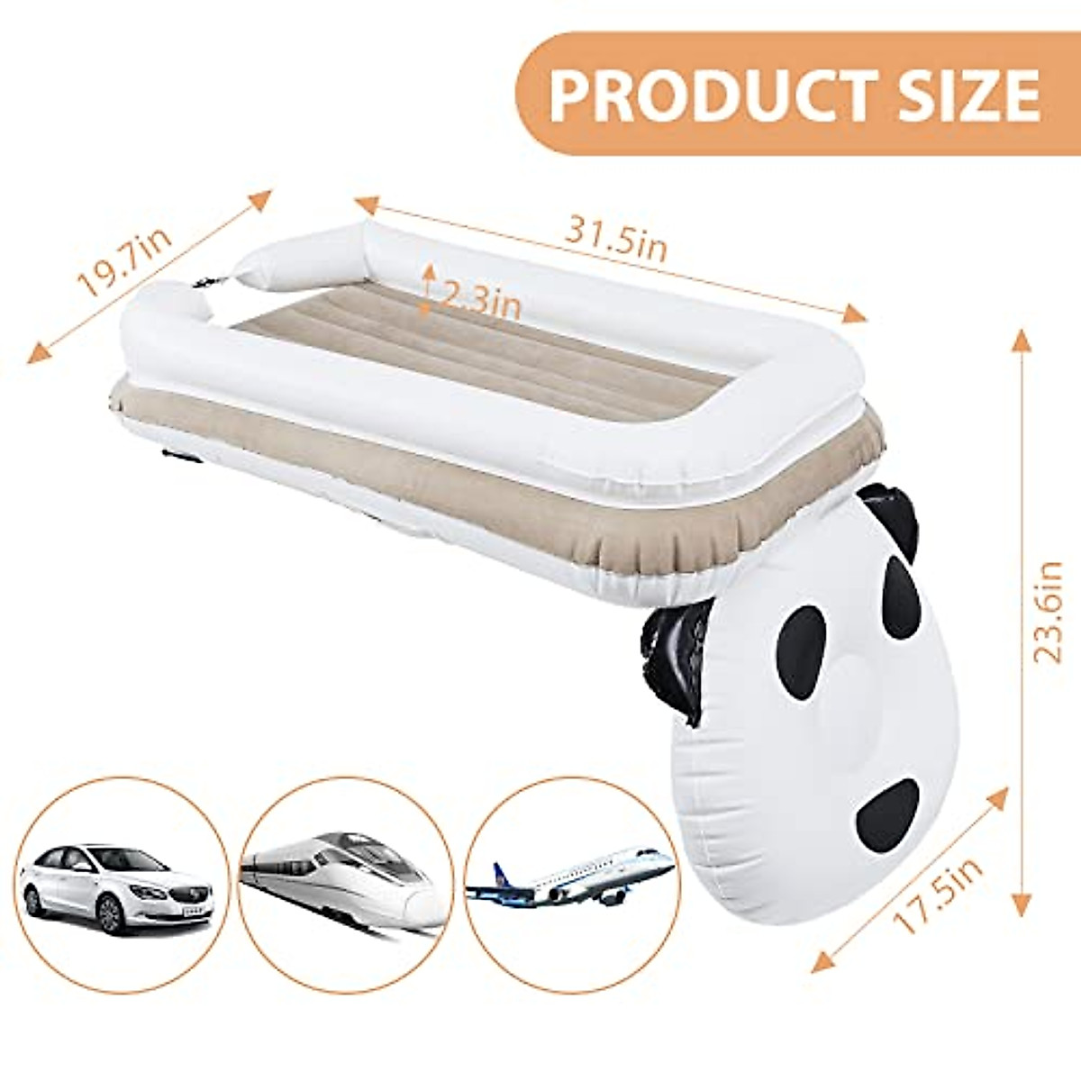 AJEE Inflatable Toddler Airplane Travel Bed, Baby Airplane Bed with Manual Inflatable Pump, Fits Most Airplane Economy Seats, Unique Shape & Storable, Kids Airplane Travel Essentials