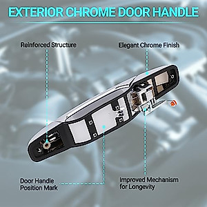MNJWS Exterior Chrome Door Handle, Front Passenger Side, Compatible with 2007-2014 Chevy Silverado Suburban Tahoe GMC Sierra Yukon Cadillac Escalade, Replace 22738722 84053436 80545