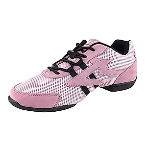 Very Fine Dancesport Shoes - Unisex-Adult Jazz Ballroom Exercise Dance Sneaker VFSN012 + Shoe Bag (Pink, Size 5.5)