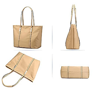 Wxnow Women Nylon Handbags Purses Satchel Tote Shoulder Bag Top Handle Bag (Brown)