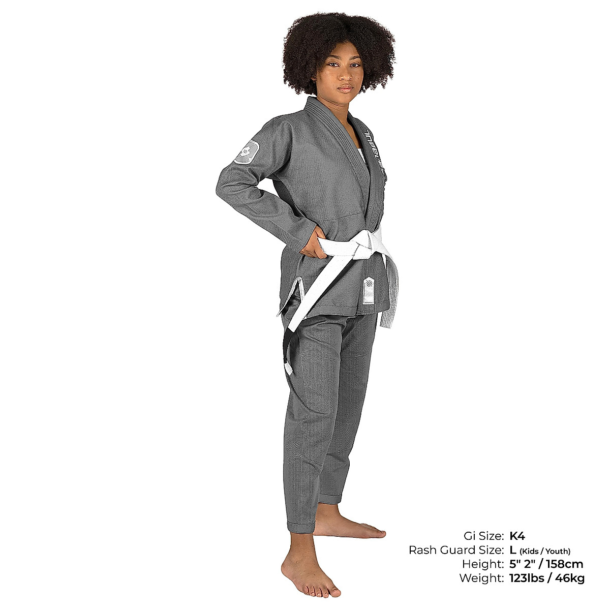 Sanabul Future Legends BJJ Gi for Kids Jiu Jitsu Gi Kimono for Children Youth Preshrunk Fabric & BJJ White Belt Included - Silver/White, K2
