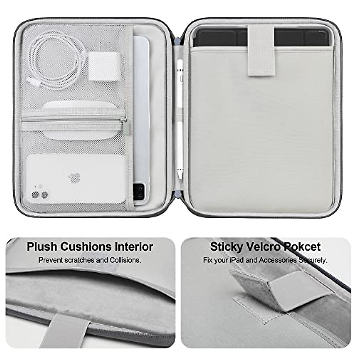 Lacdo Tablet Sleeve Case for 10.9 inch New iPad / 11 inch iPad Pro / 10.2 inch iPad / 10.9" iPad Air / 10.5 inch iPad Pro Air, Galaxy Tab A8 10.5" Protective Bag, Fit Apple Smart Keyboard, Dark Gray