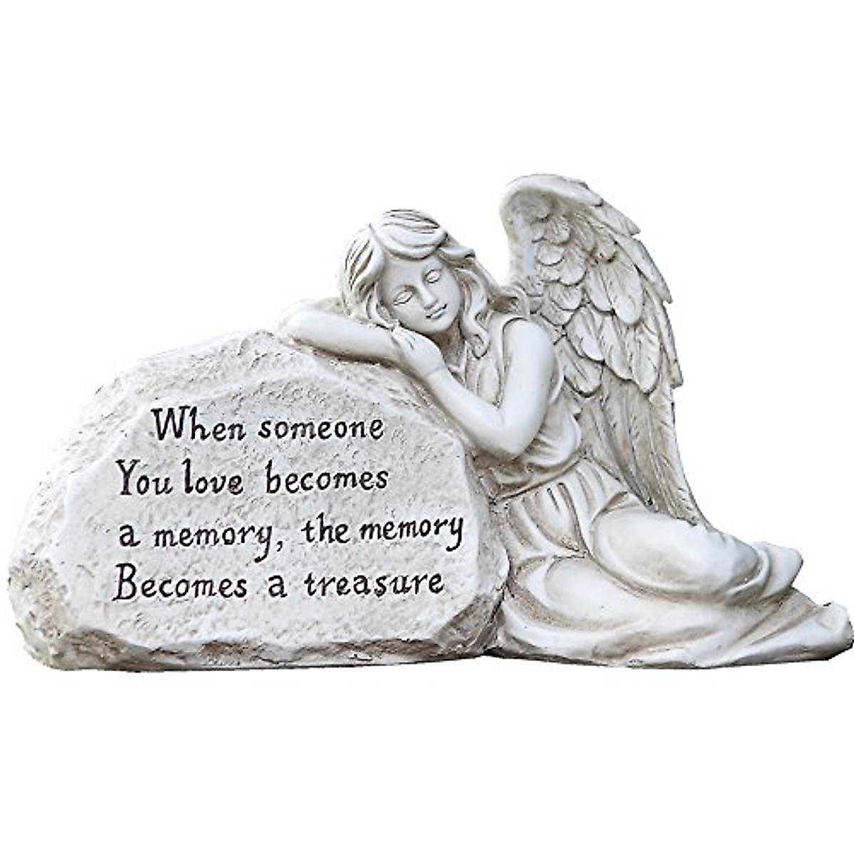 Napco 11293 Memory Becomes a Treasure Memorial Plaque with Sleeping Angel Garden Statue, 12.5 x 6.75