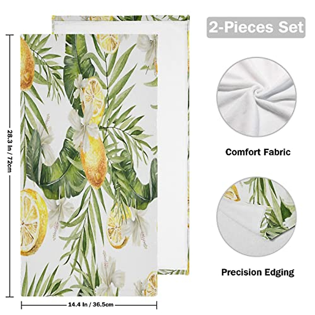 Kigai Tropical Lemon Flowers Hand Towels, Soft & Absorbent Bathroom Guest Towels Kitchen Towels Fingertip Towel for Beach Gym Spa 14x28 Inch (2PACK)